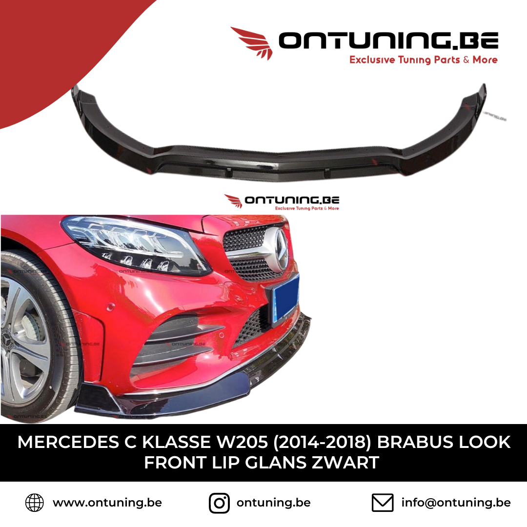 Mercedes C Klasse W205 (2014-2018) Brabus Look Front Lip Glans Zwart ...